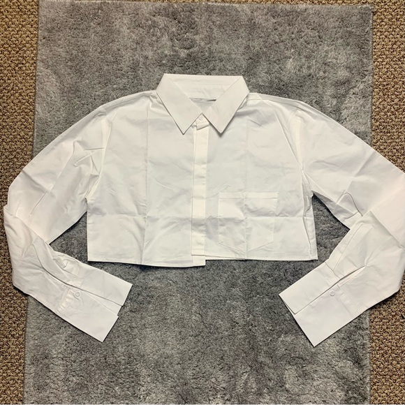 BDG | Tops | Nwot White Cropped Button Up Collared Shirt | Poshmark